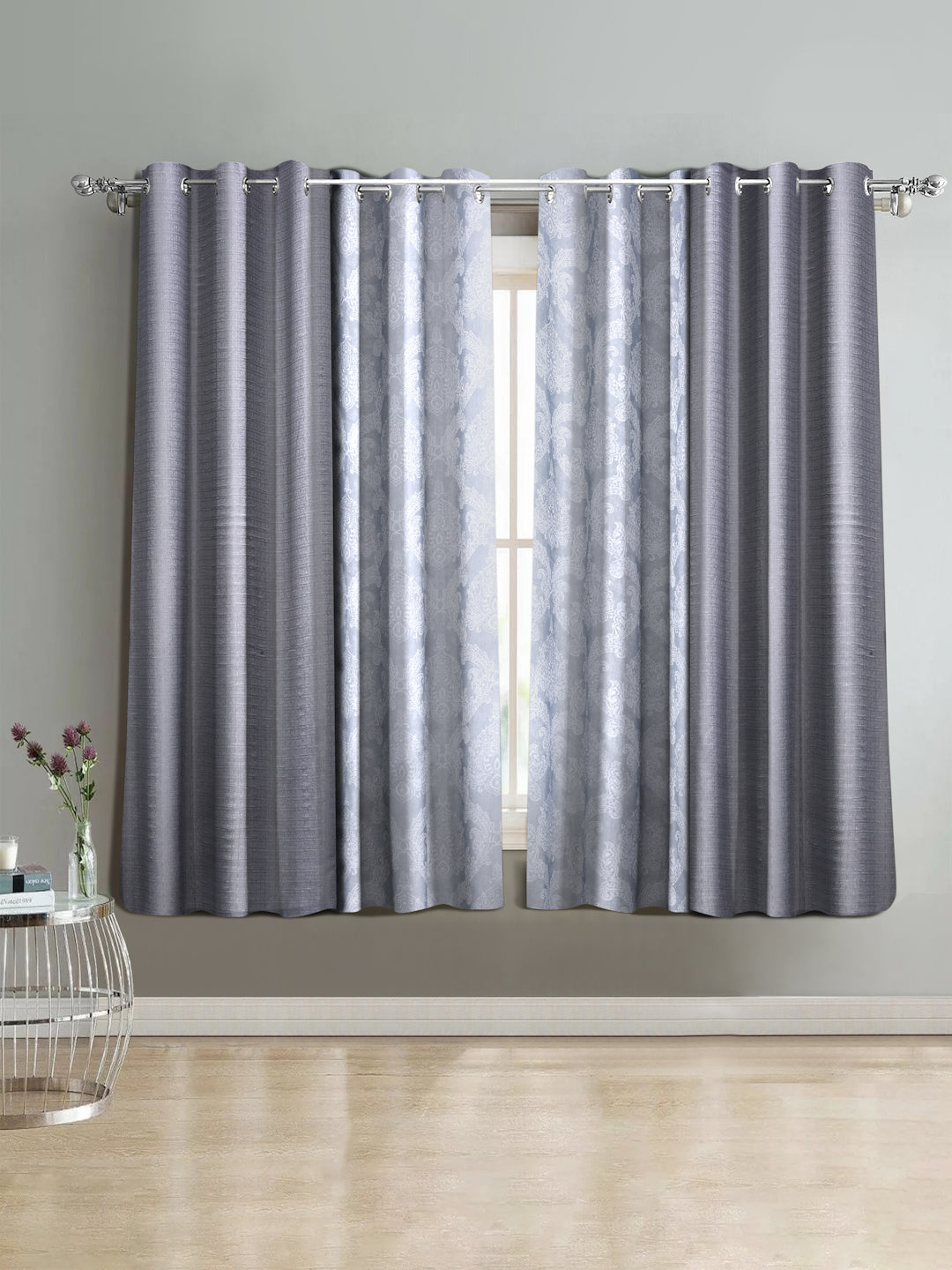 Semi-Transparent Window Curtains Set of 4- Grey – CORTINA