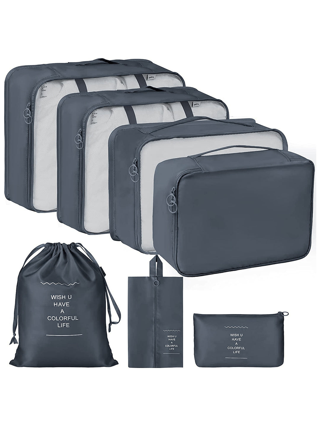 Travelling Bag Organizer Set (Pack of 6) Solid Nylon- Grey – CORTINA